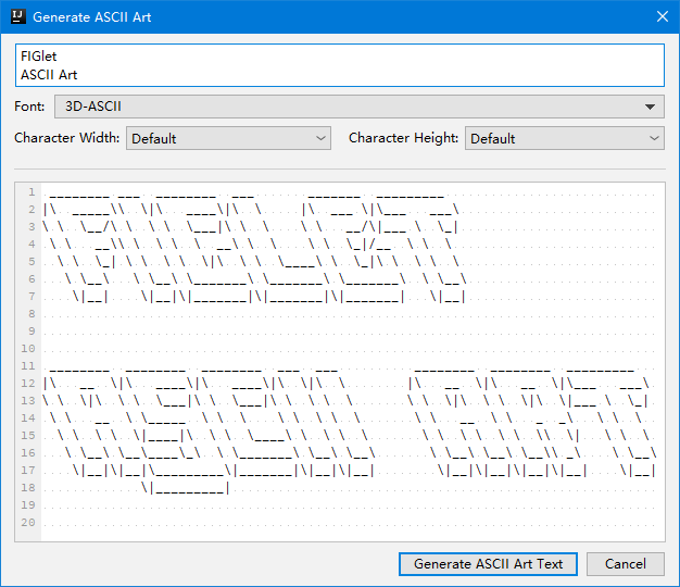 intellij-figlet首页、文档和下载 - IntelliJ 的 ASCII Art 生成插件 - OSCHINA - 中文开源技术交流社区