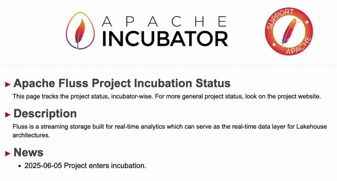 开源流存储项目 Fluss 正式加入 Apache 孵化器 - OSCHINA - 中文开源技术交流社区