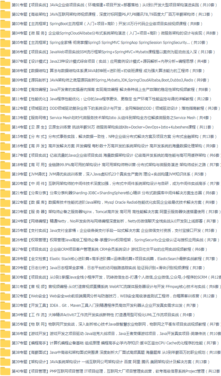 40专题Java学习入门篇+进阶篇+项目篇+高级篇+架构篇 - OSCHINA - 中文开源技术交流社区
