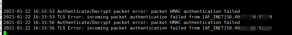 OpenVPN客户端错误 Authenticate/Decrypt packet error: packet HMAC authentication failed - OSCHINA - 中文 ...