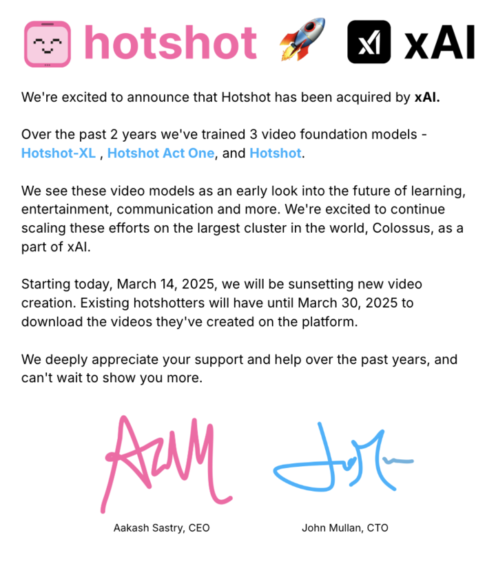 马斯克旗下 xAI 收购生成式 AI 视频初创公司 Hotshot - OSCHINA - 中文开源技术交流社区