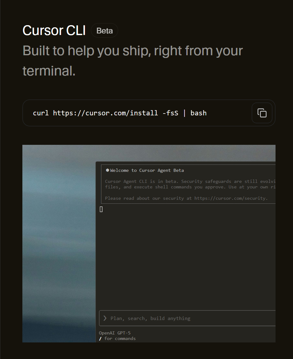 Cursor 发布命令行工具 Cursor CLI - OSCHINA - 中文开源技术交流社区