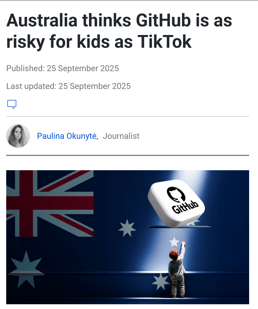 澳大利亚认为 GitHub 存在“危害未成年人”的风险 - OSCHINA - 中文开源技术交流社区